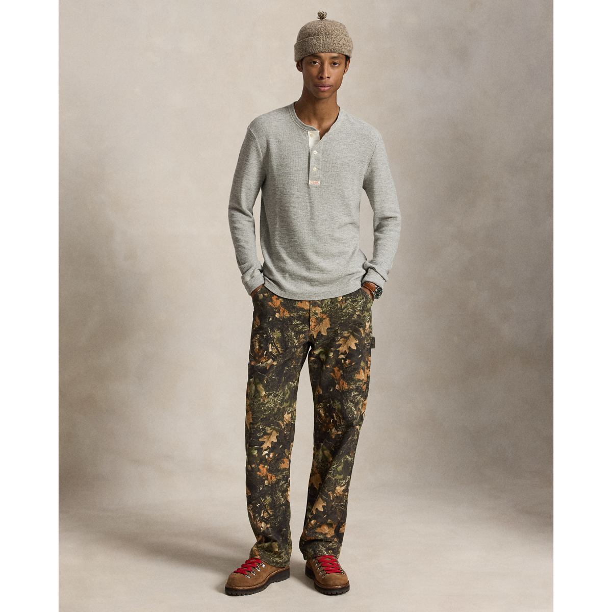 RALPH LAUREN waffle-knit henley shirt